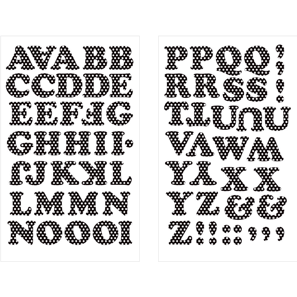 9-226 Black Polka Dot Letters - 1 inch Black Polka Dot Alphabet Iron-o ...