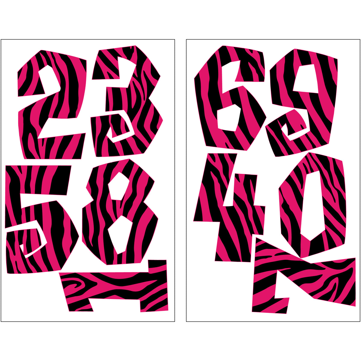 9-241 Pink/Black Zebra Print Numbers - 3 inch Print Number Iron-on ...