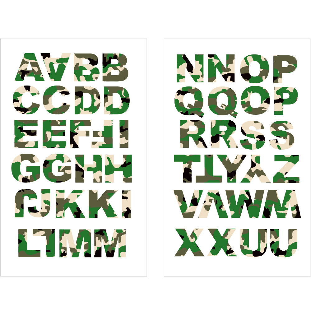 9-9116 Green Camo Print Letters - 1 inch Green Camo Print Alphabet Iro ...