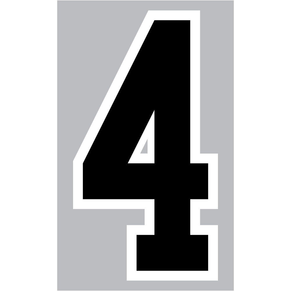 9-204 Athletic Numbers Individual #4 - 5 inch Black Flocked Iron-on ...
