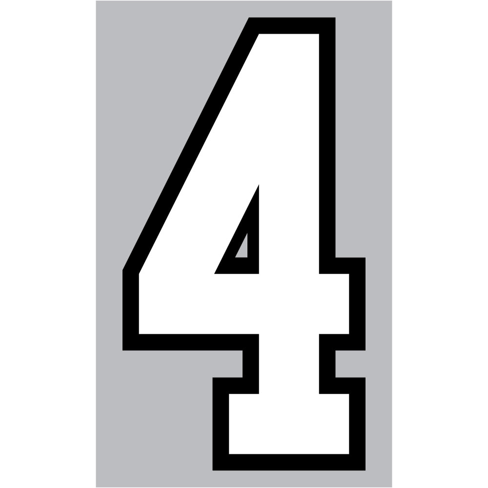 9-214 Athletic Numbers Individual #4 - 5 inch White Flocked Iron-on ...