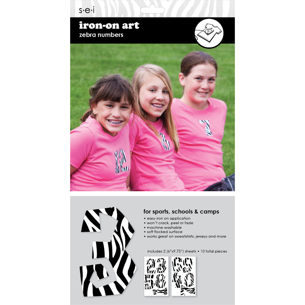 9-241 Pink/Black Zebra Print Numbers - 3 inch Print Number Iron-on ...
