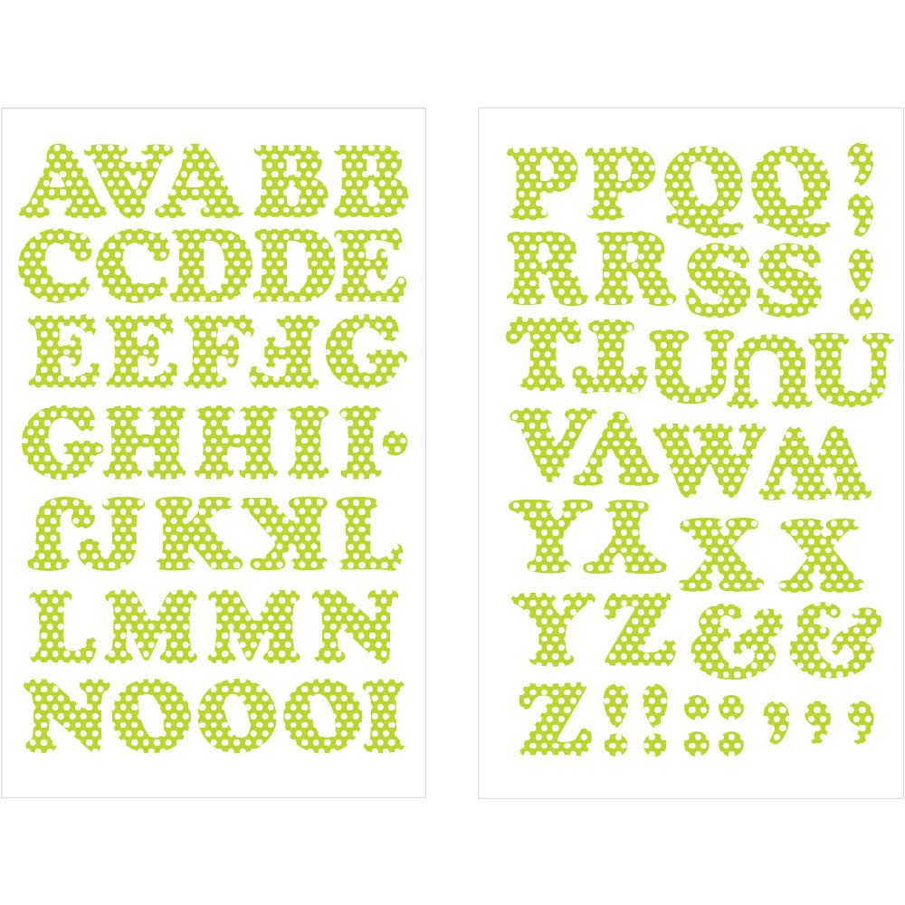 9-232 Lime Green Polka Dot Letters - 1 inch Lime Green Polka Dot Alpha ...