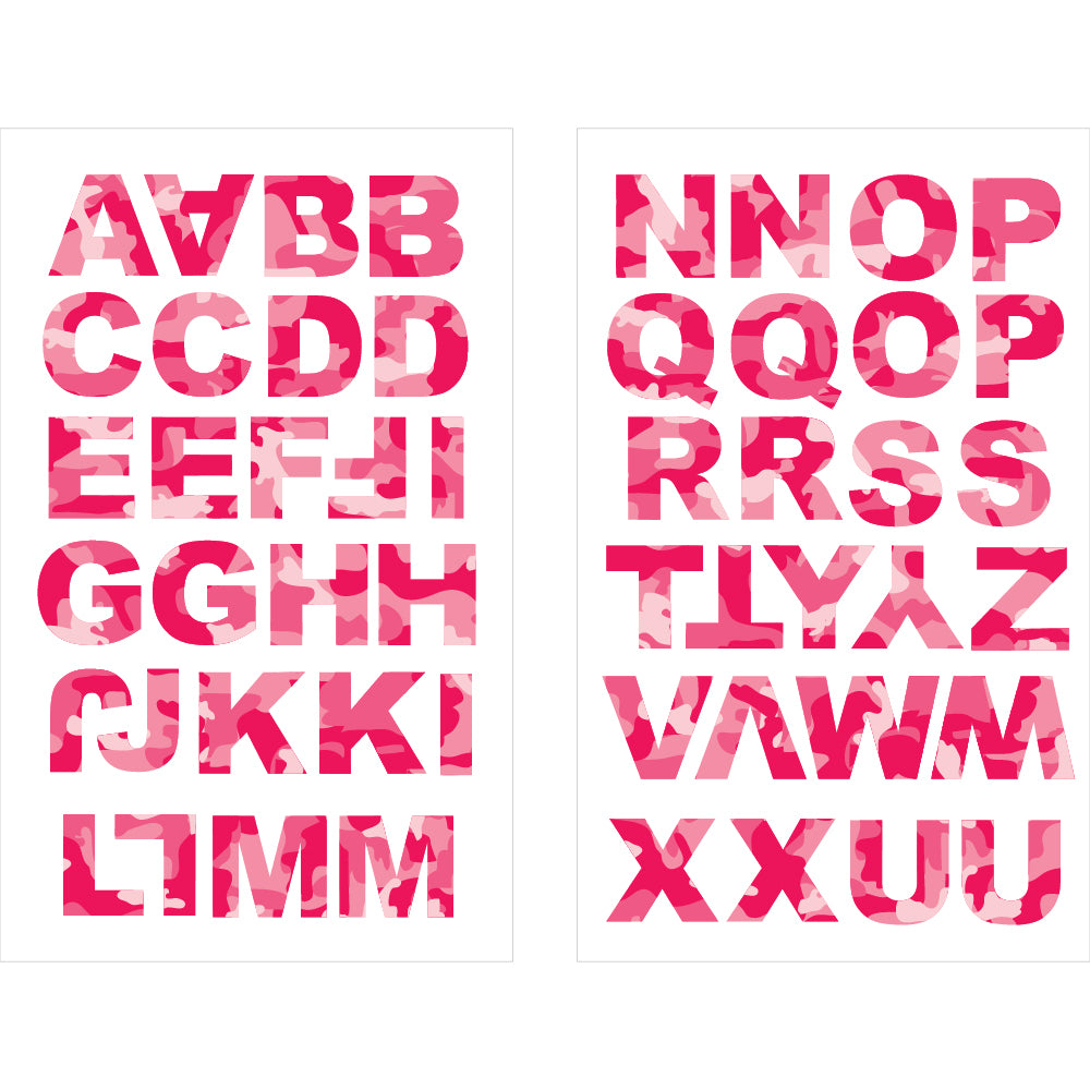9-236 Hot Pink Camo Print Letters - 1 inch Hot Pink Camo Print Alphabe ...